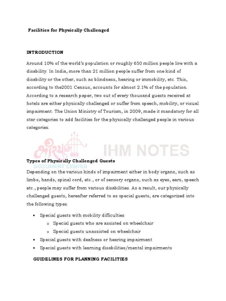 Facilities For Physically Challenged | PDF | Bathroom | Disability