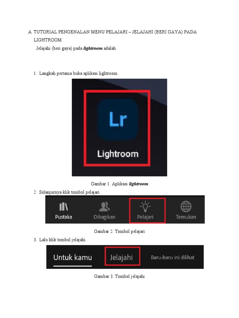 Tutorial Pengenalan Menu Pelajari Lightroom | PDF | Metode & Bahan Ajar