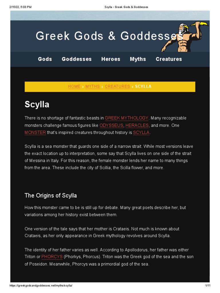 Scylla - Greek Gods & Goddesses | PDF | Mythology | Greek Mythology