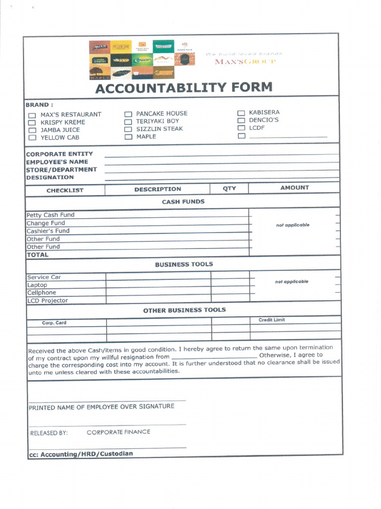 Accountability Form and Undertaking | PDF