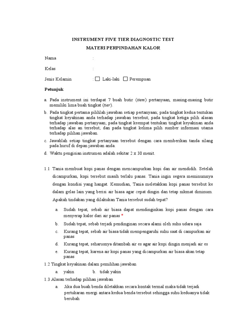 Soal Pilihan Ganda (INSTRUMEN) | PDF