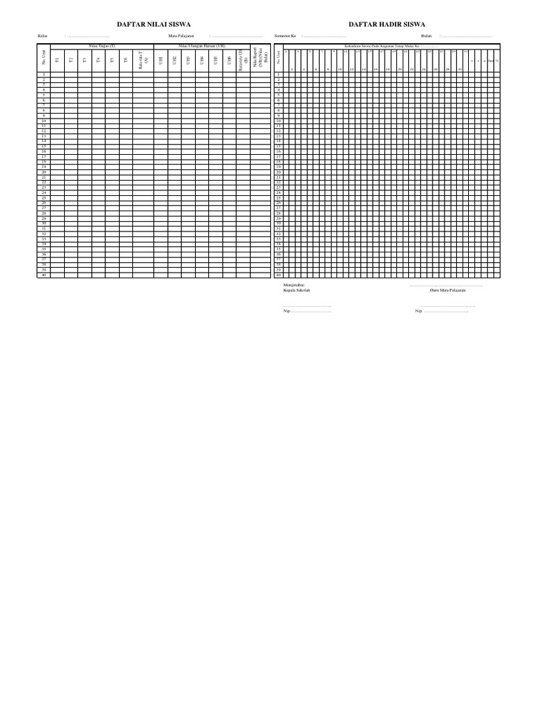 Contoh Absen K13 | PDF