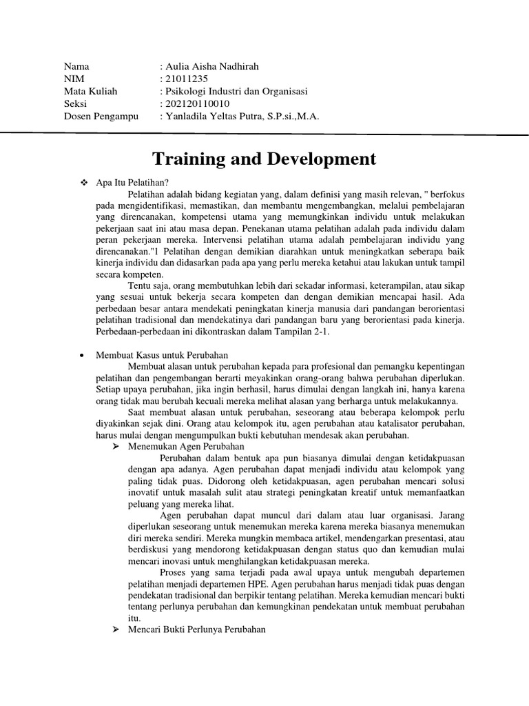 Tugas Training and Development | PDF
