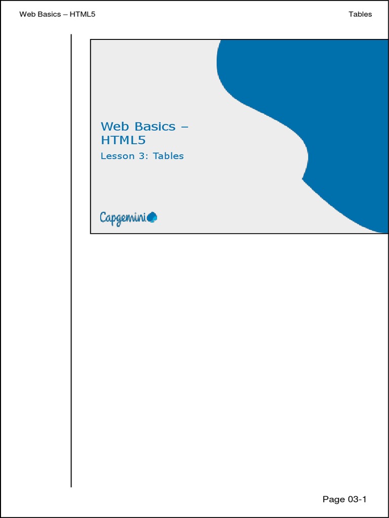 Web Basics (HTML5) Classbook Lesson03 Tables | PDF | Html Element | Html Web Basics (HTML5) Classbook Lesson03 Tables | PDF | Html Element | Html