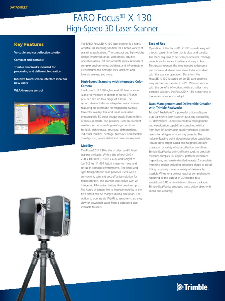 FARO Focus X 130: High-Speed 3D Laser Scanner | PDF | Image Scanner | 3 ...