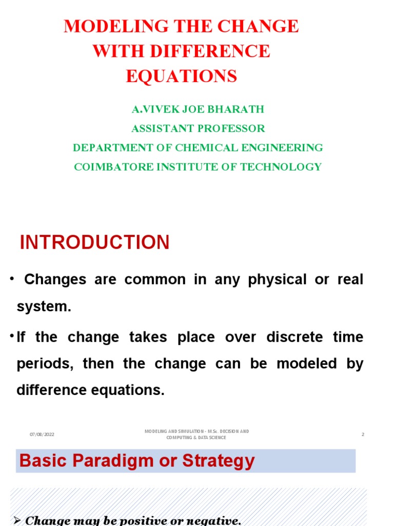 Modeling Change With Difference Equations | PDF | Mathematical Model ...