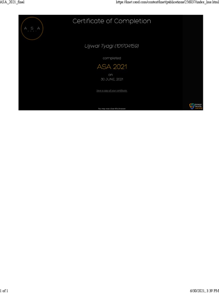 ASA Certificate | PDF | Art