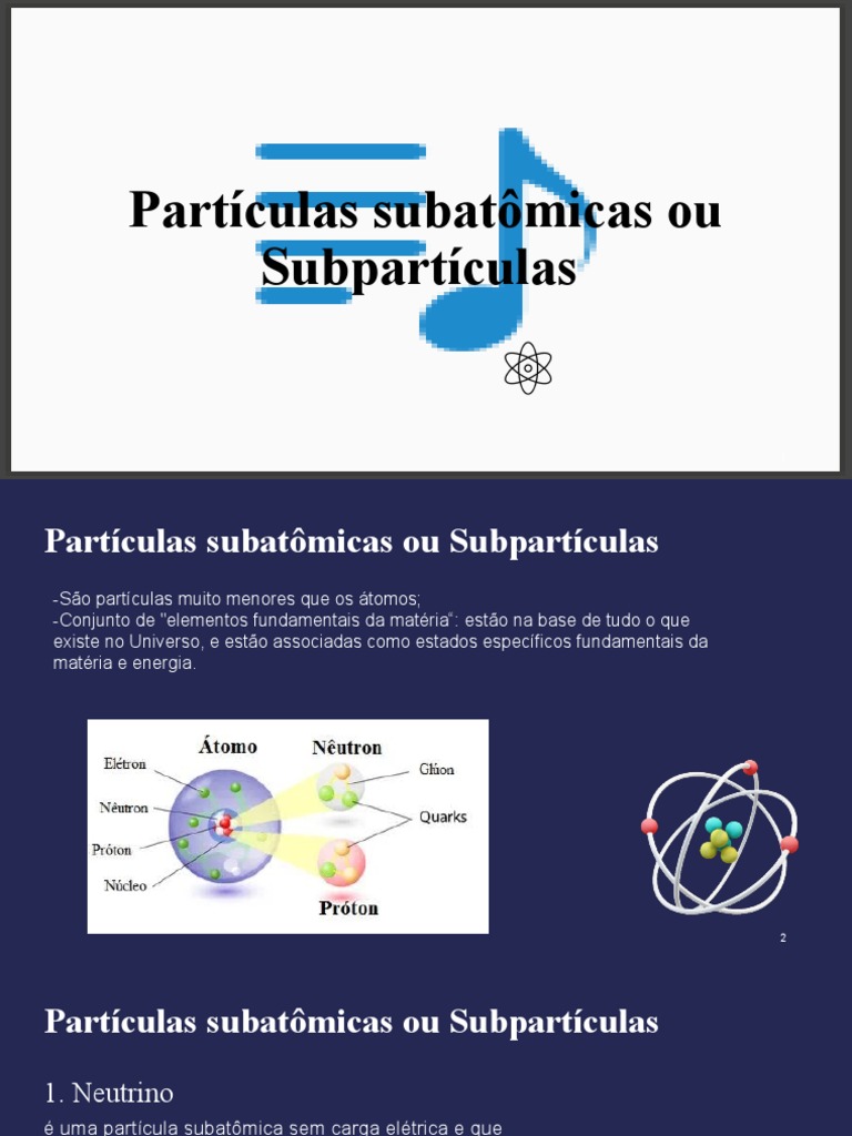 Partículas subatômicas ou Subpartículas | PDF | Física de partículas ...