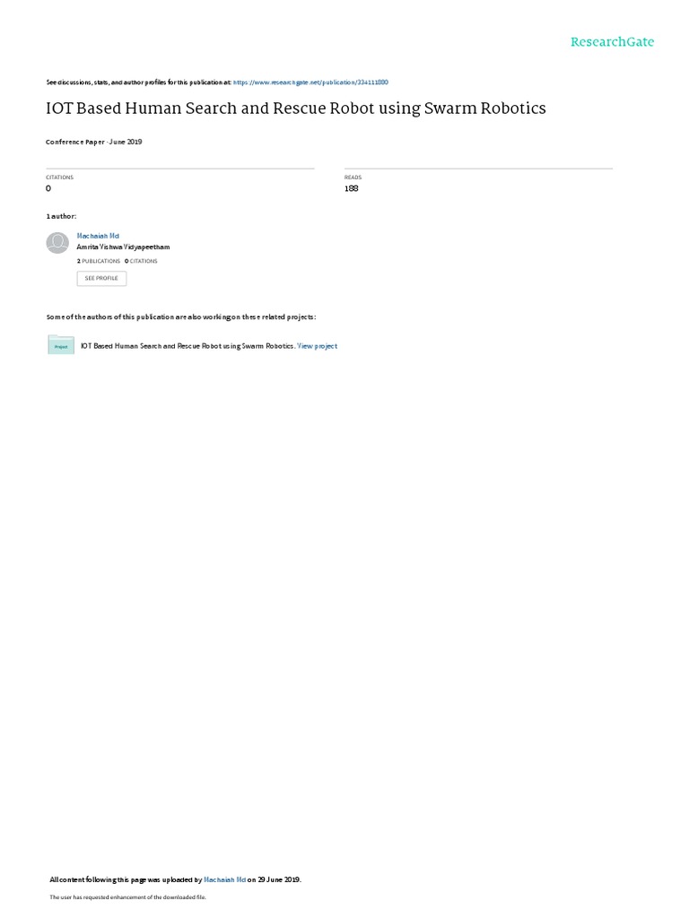 IOT Based Human Search and Rescue Robot Using Swarm Robotics | PDF ...