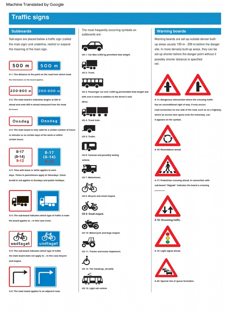 Danish Road Signs English | PDF | Traffic | Road