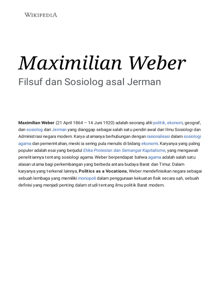 Sosiologi Agama Weber | PDF