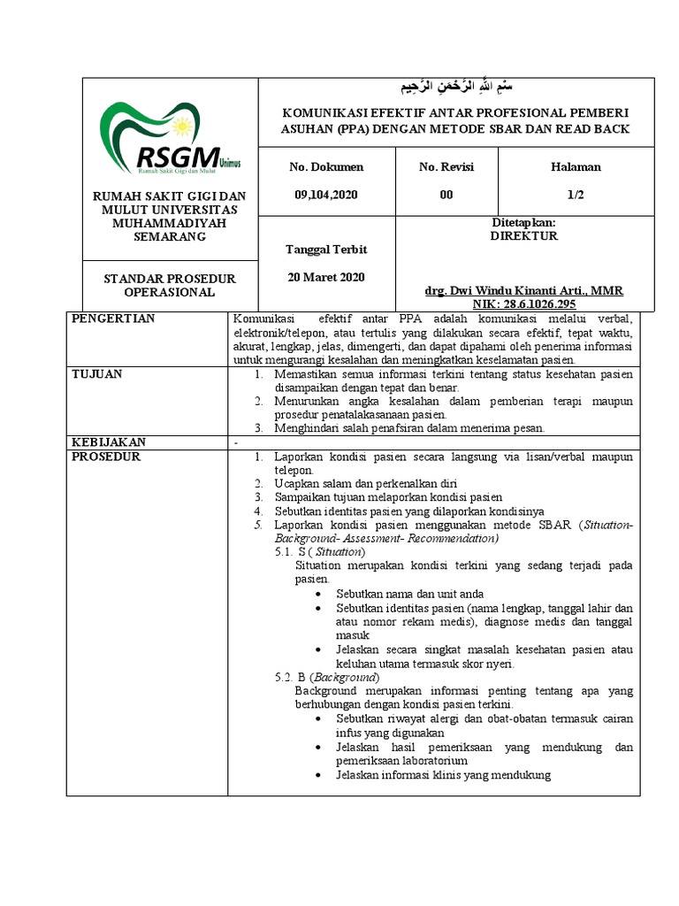 Spo - Komunikasi - Efektif - Antar - Ppa - Dengan - Metode - Sbar - Dan ...