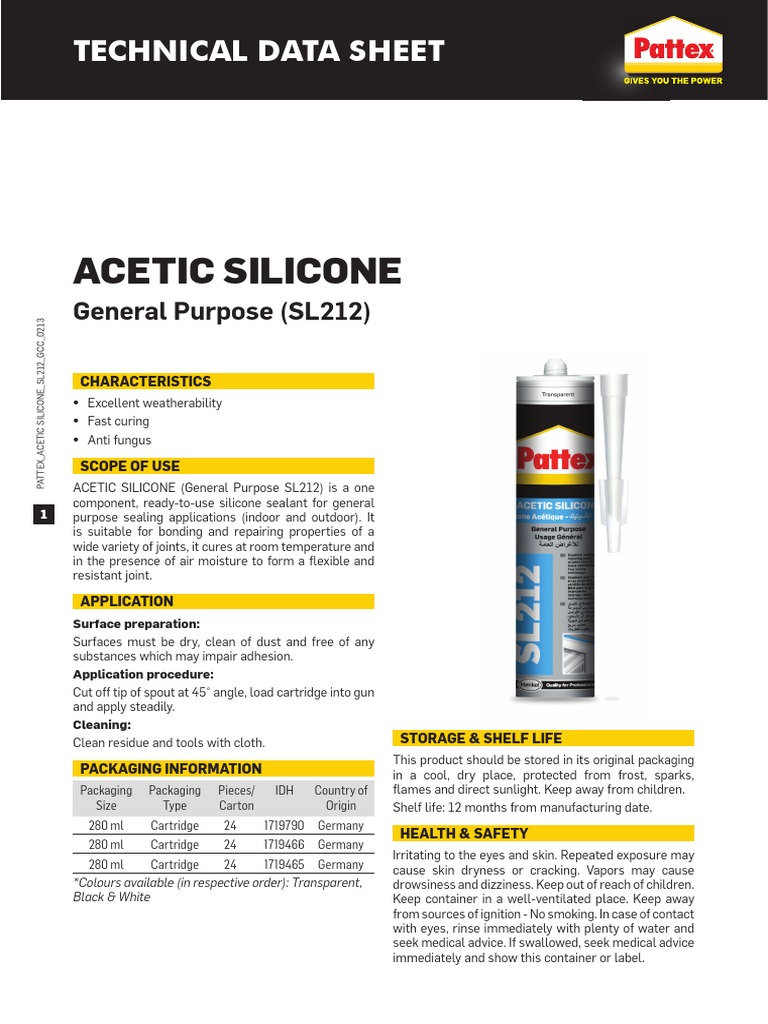 Acetic Silicone: Technical Data Sheet | PDF | Silicone | Building ...
