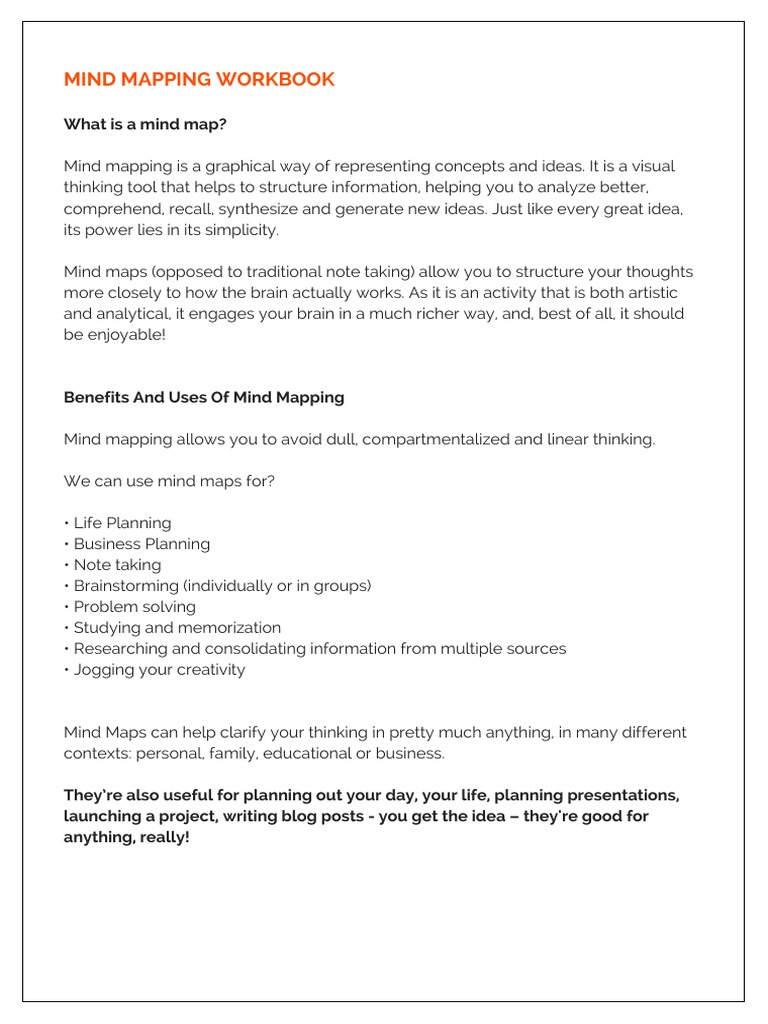 Mind Mapping Workbook: What Is A Mind Map? | Download Free PDF ...