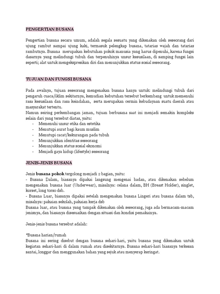 Materi Dasar Busana | PDF