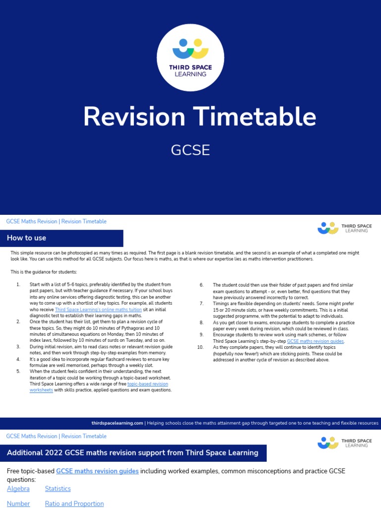 GCSE Maths Revision Timetable Guide | PDF | Test (Assessment) | Mathematics