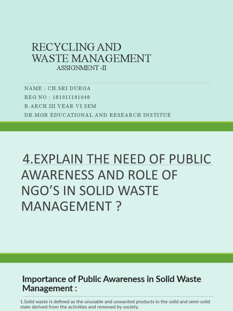 Recycling and Waste Management: Assignment - Ii | PDF | Non ...