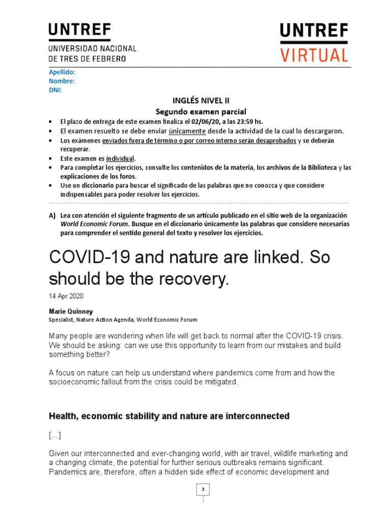 Nivel - II - Segundo - Parcial - Respuestas - 1 ingles2.UNTREF | PDF | Sustainability | Climate ...
