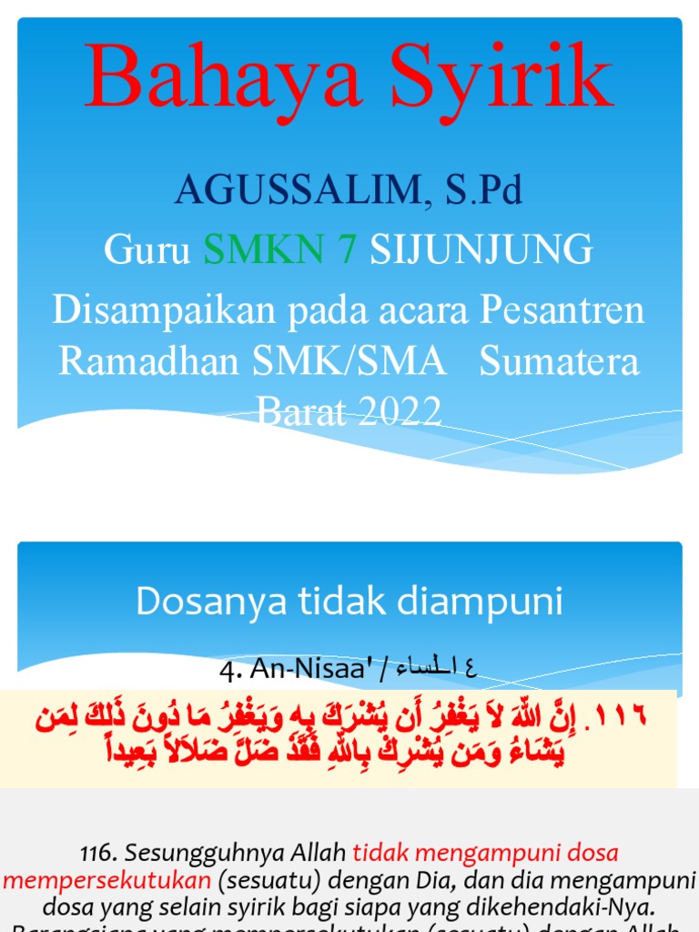 Bahaya dan Dosa Syirik dalam Islam | PDF