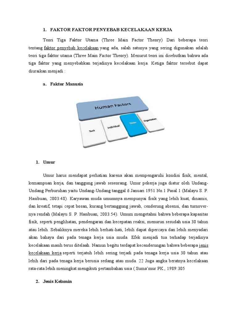 Faktor Faktor Penyebab Kecelakaan Kerja | PDF Faktor Faktor Penyebab Kecelakaan Kerja | PDF