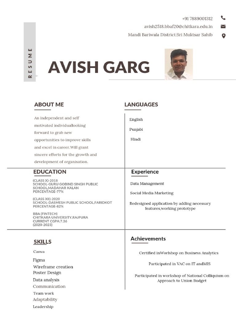 Avish Garg (Resume) | PDF