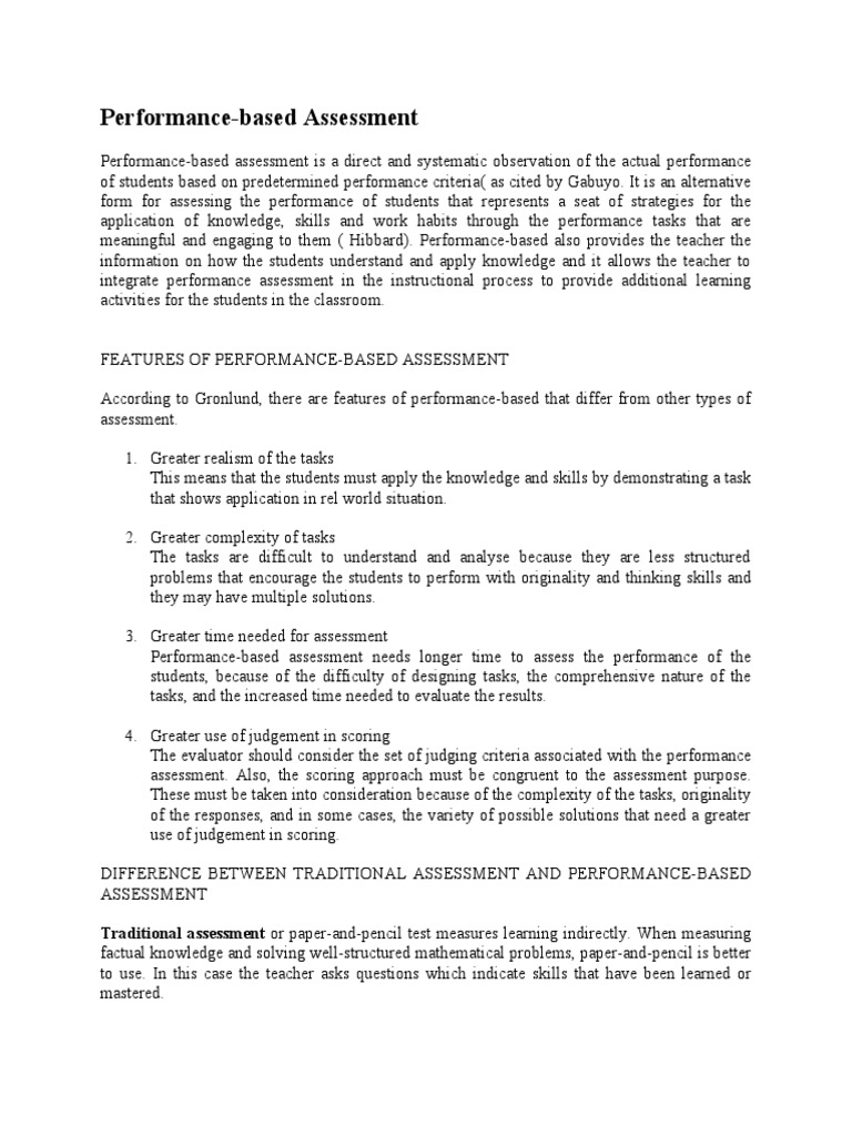 Performance-based-Assessment | PDF | Educational Assessment | Learning