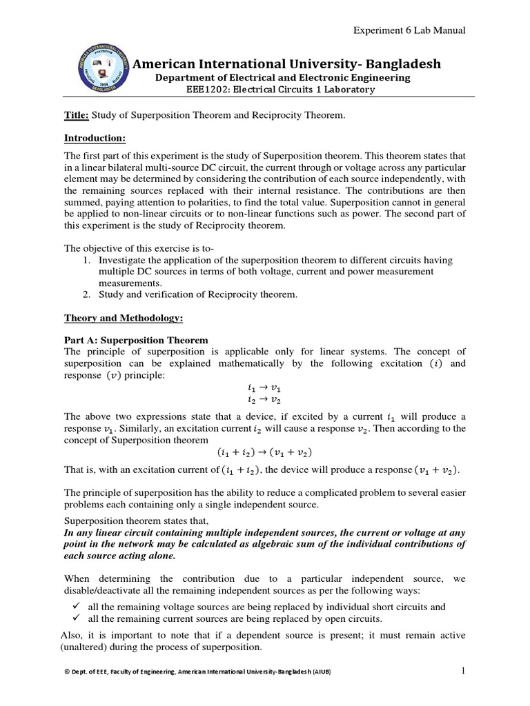 DC Exp 6 Student Manual | PDF | Electrical Network | Resistor