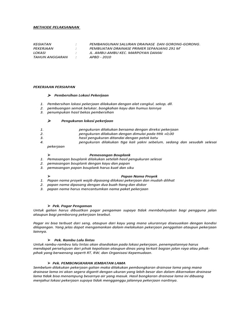 Proses Pembangunan Drainase Primer | PDF | Sains & Matematika ...