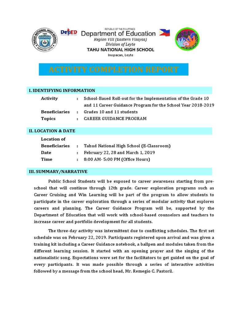 Acr - Career Guidance Program For The School Year 2018-2019 | PDF