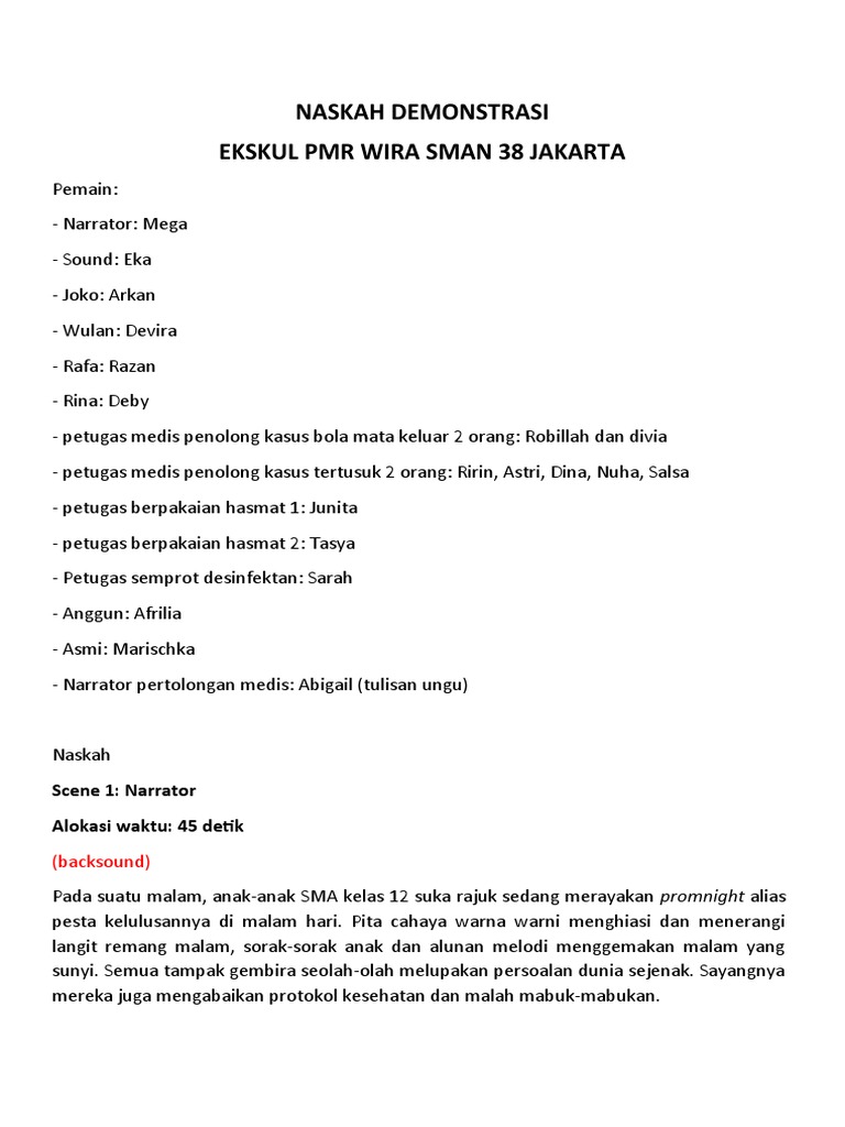 Naskah Drama PMR Wira SMAN 38 Jakarta | PDF | Seni