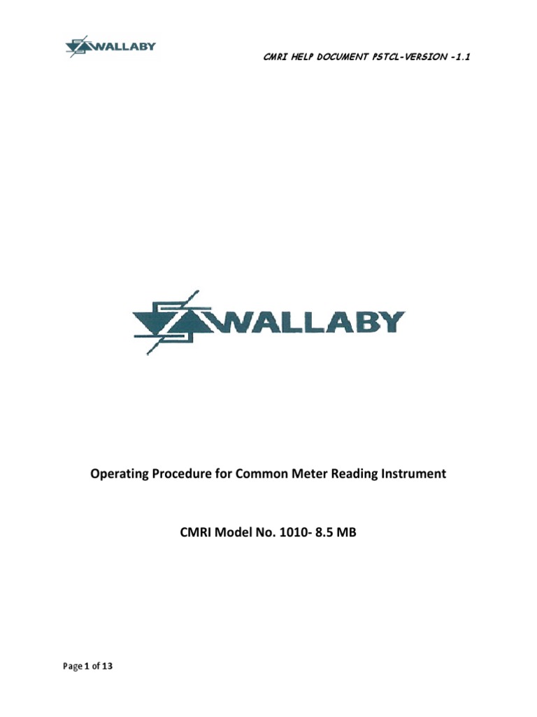 Operating Procedure For Common Meter Reading Instrument: Cmri Help ...