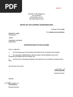 Certificate To File Action From The Barangay Sample | PDF | Social Science