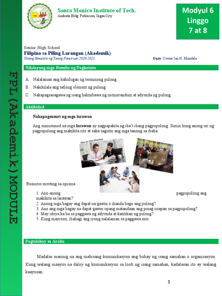 Filipino MODULE 6 | PDF