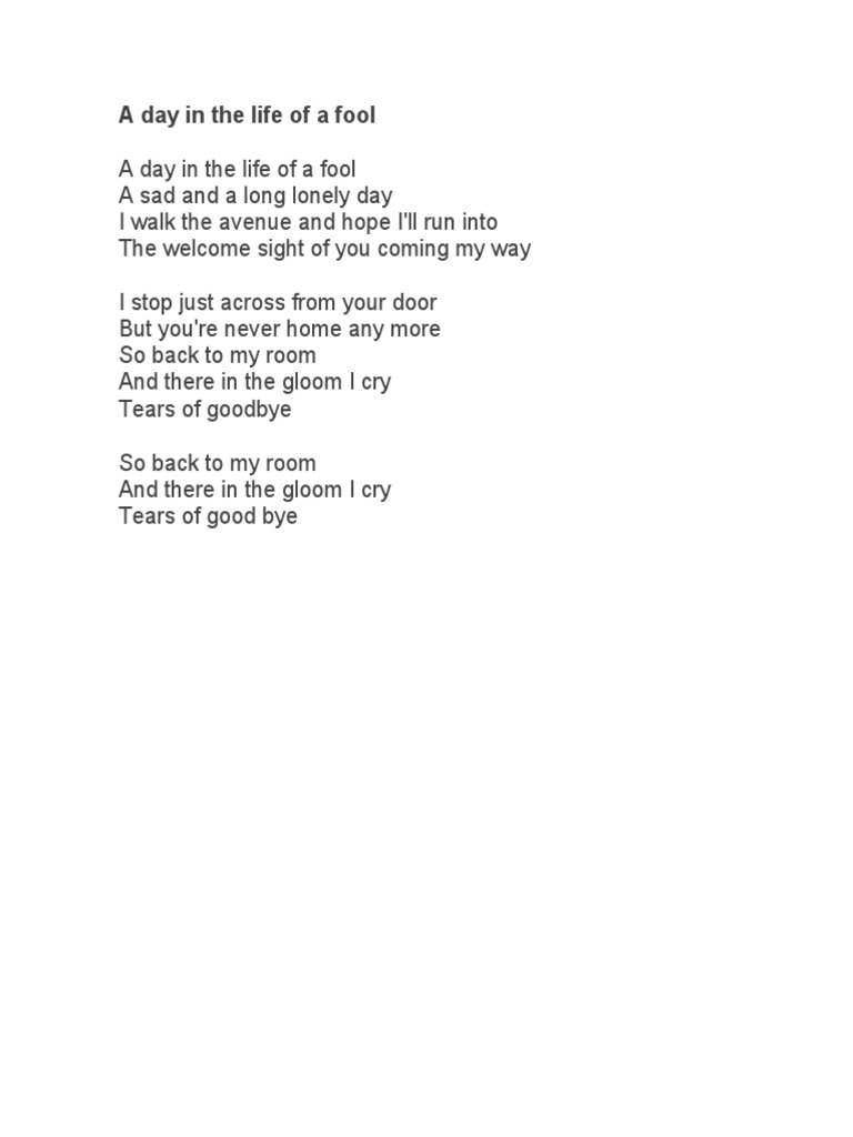 A Day in The Life of A Fool | PDF