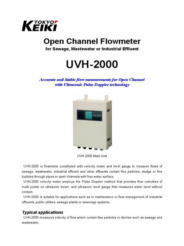 Open Channel Flowmeter - UVH-2000 | PDF | Flow Measurement | Sewage ...