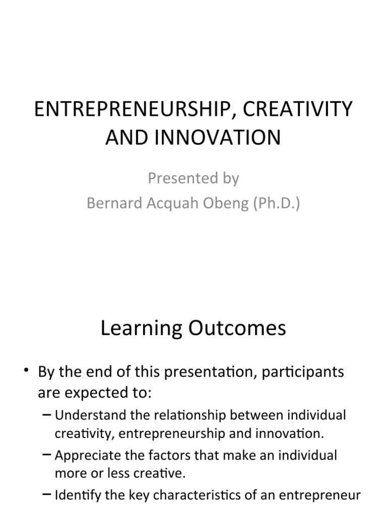 Linking Creativity Entrepreneurship and Innovation | PDF ...