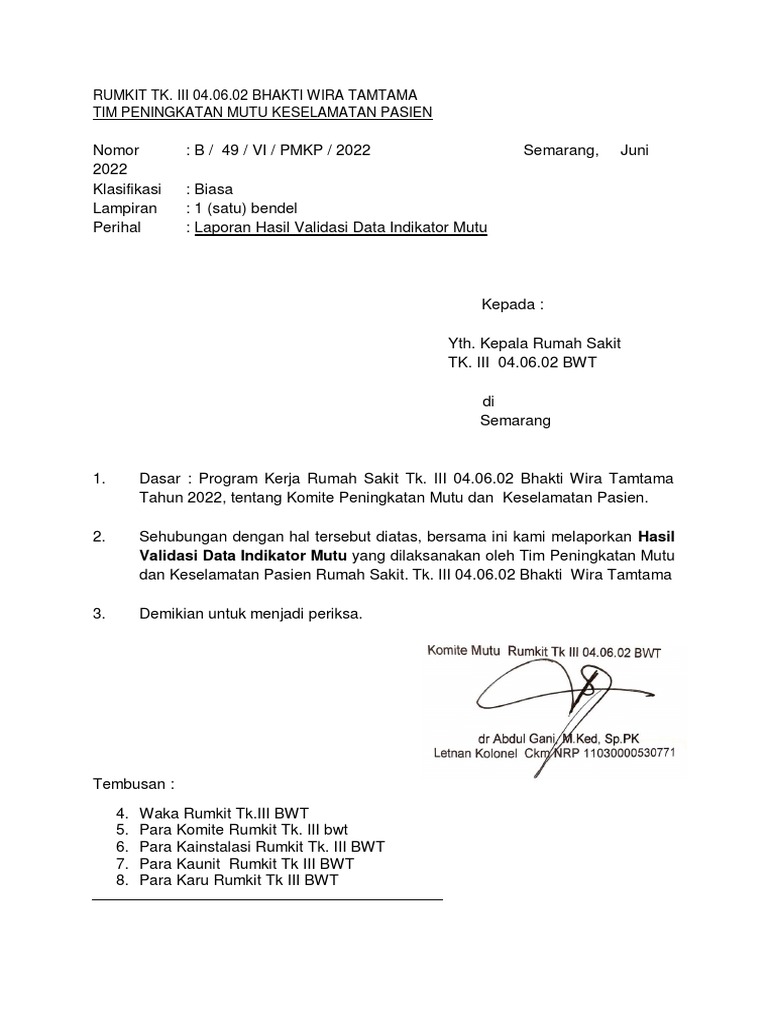 Contoh LAP. VALIDASI DATA KE KARUMKIT | PDF