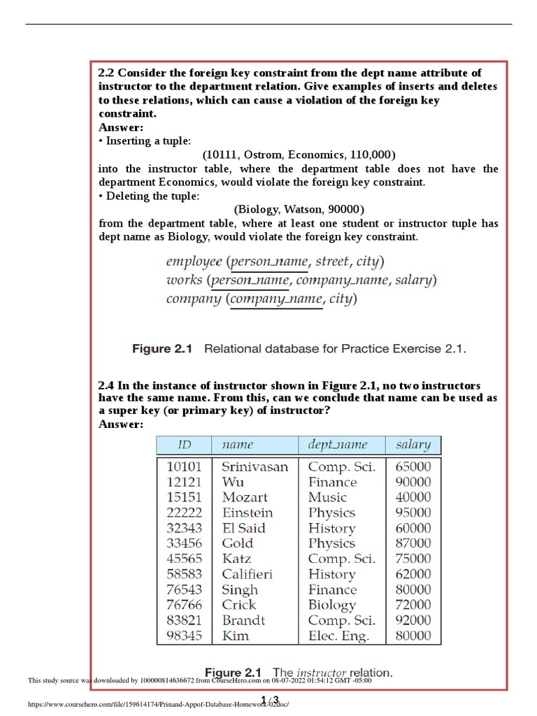 Prin - and App - of Database Homework 02 | PDF | Relational Database ...