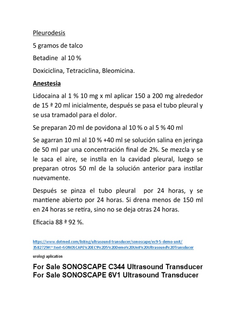 Pleurodesis Procedure Using Talc Slurry and Lidocaine Anesthesia with ...
