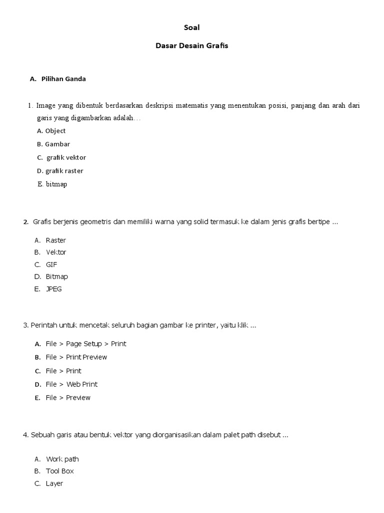 SOAL Dasar Desain Grafis Kelas X 2021-2022 (Genap) | PDF