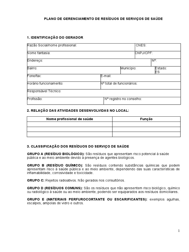 Modelo de PGRSS para Serviços de Saúde | PDF | Desperdício