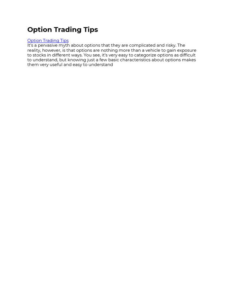 Option Trading Tips | PDF | Self-Improvement