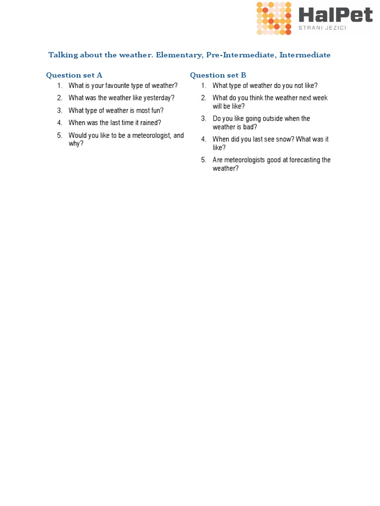 Weather Discussion Questions | PDF