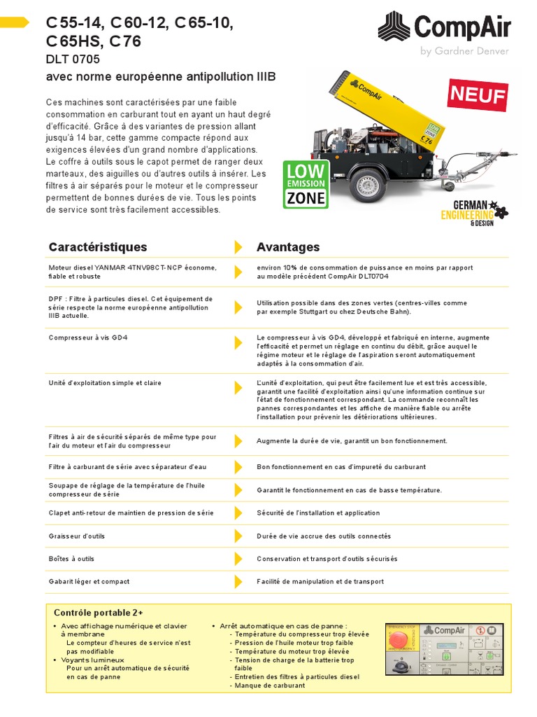 Compair Compresseurs c55 c76 FR | PDF | Moteur diesel | Véhicule motorisé