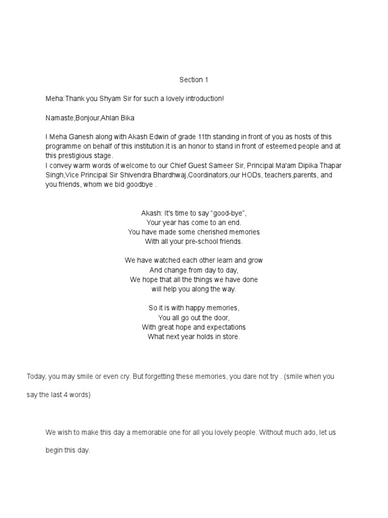 Anchoring Script - Farewell March 2022 | PDF