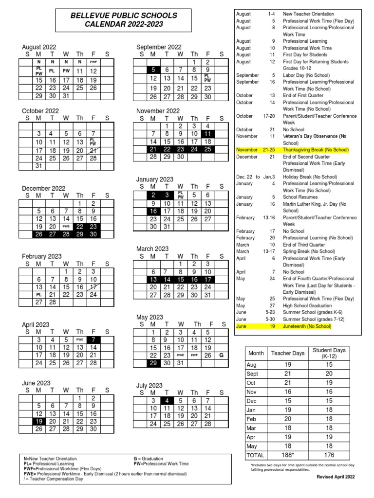 Bps Calendar 2022-2023 Approved Rev 4-2022 | PDF | Observances | Holidays