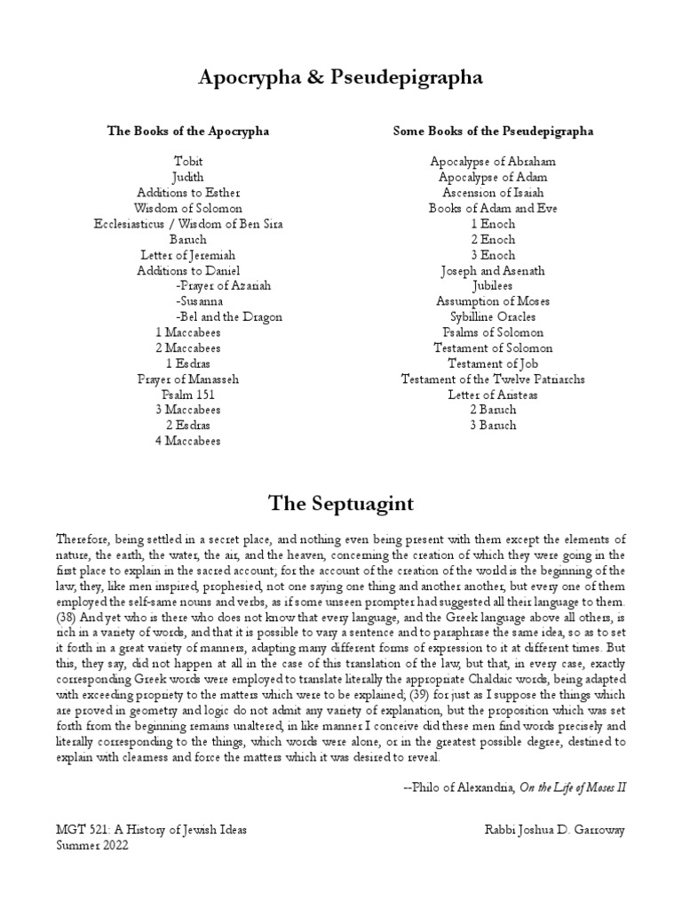 Apocrypha & Pseudepigrapha: The Books of The Apocrypha Some Books of The Pseudepigrapha | PDF ...
