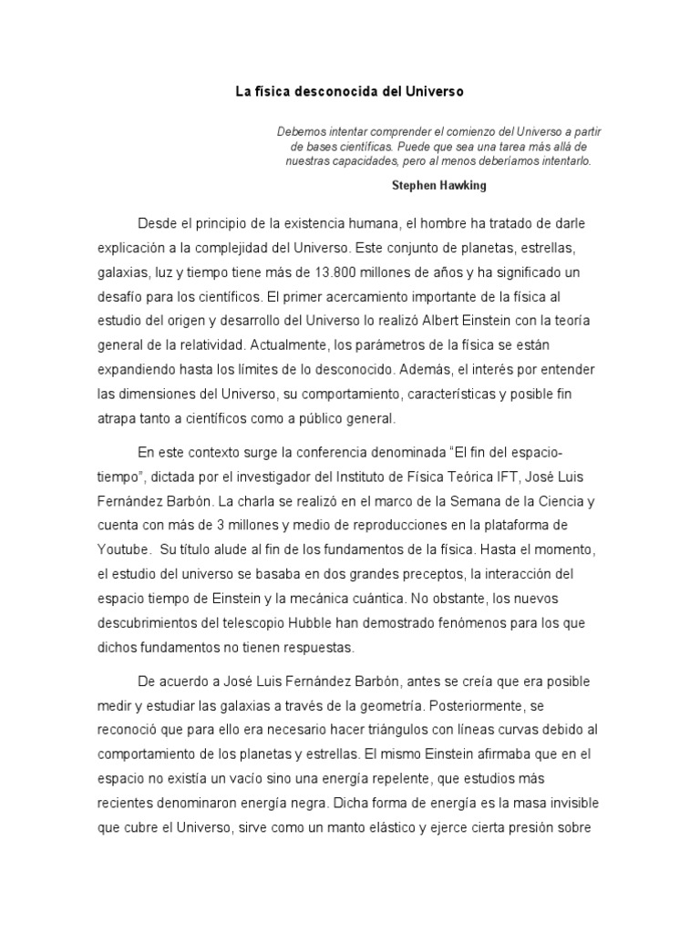 el espacio y tiempo | PDF | Universo | Espacio