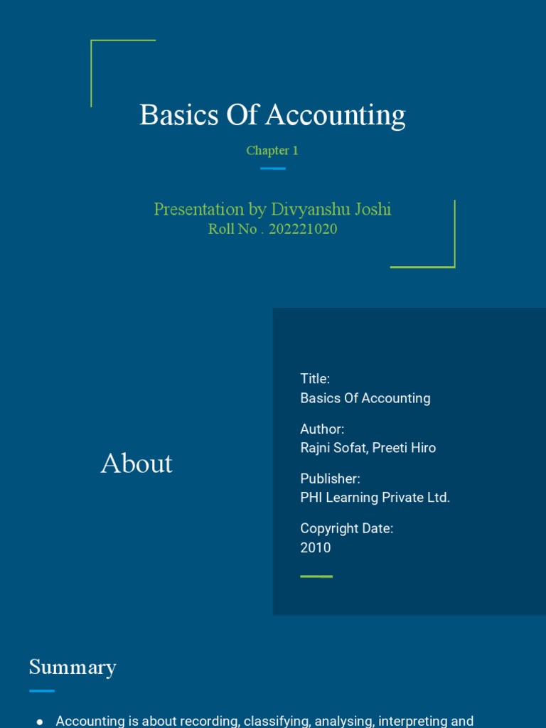 DivyanshuJoshi 202221020 BasicsOfAccounting Ch1 | PDF | Accounting ...