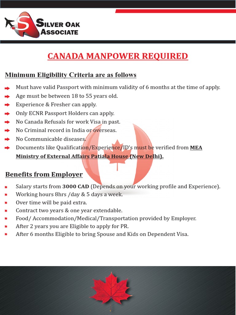 Canada Manpower Required: Ilver AK Ssociate | PDF | Travel Visa | Passport